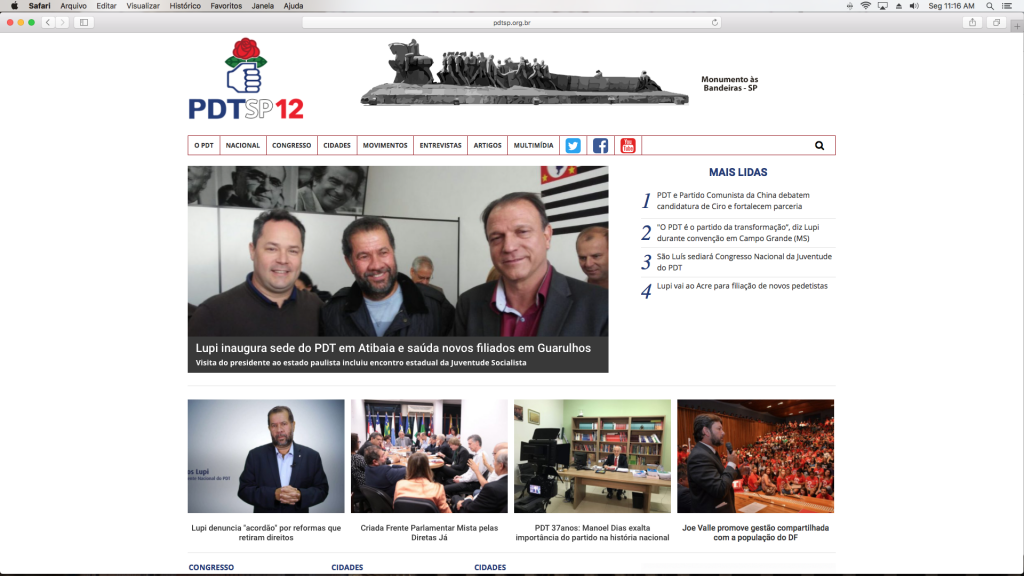 PDT de São Paulo ganha nova página eletrônica - PDT